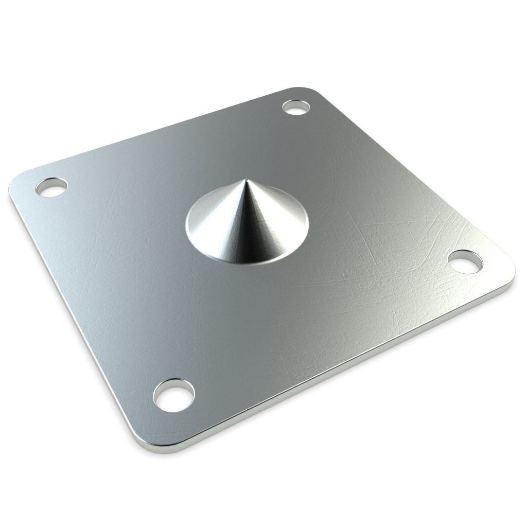 F6601 STEEL MALE STACKING FOOT (64M X 64M X 15MM) – Armor Road Cases