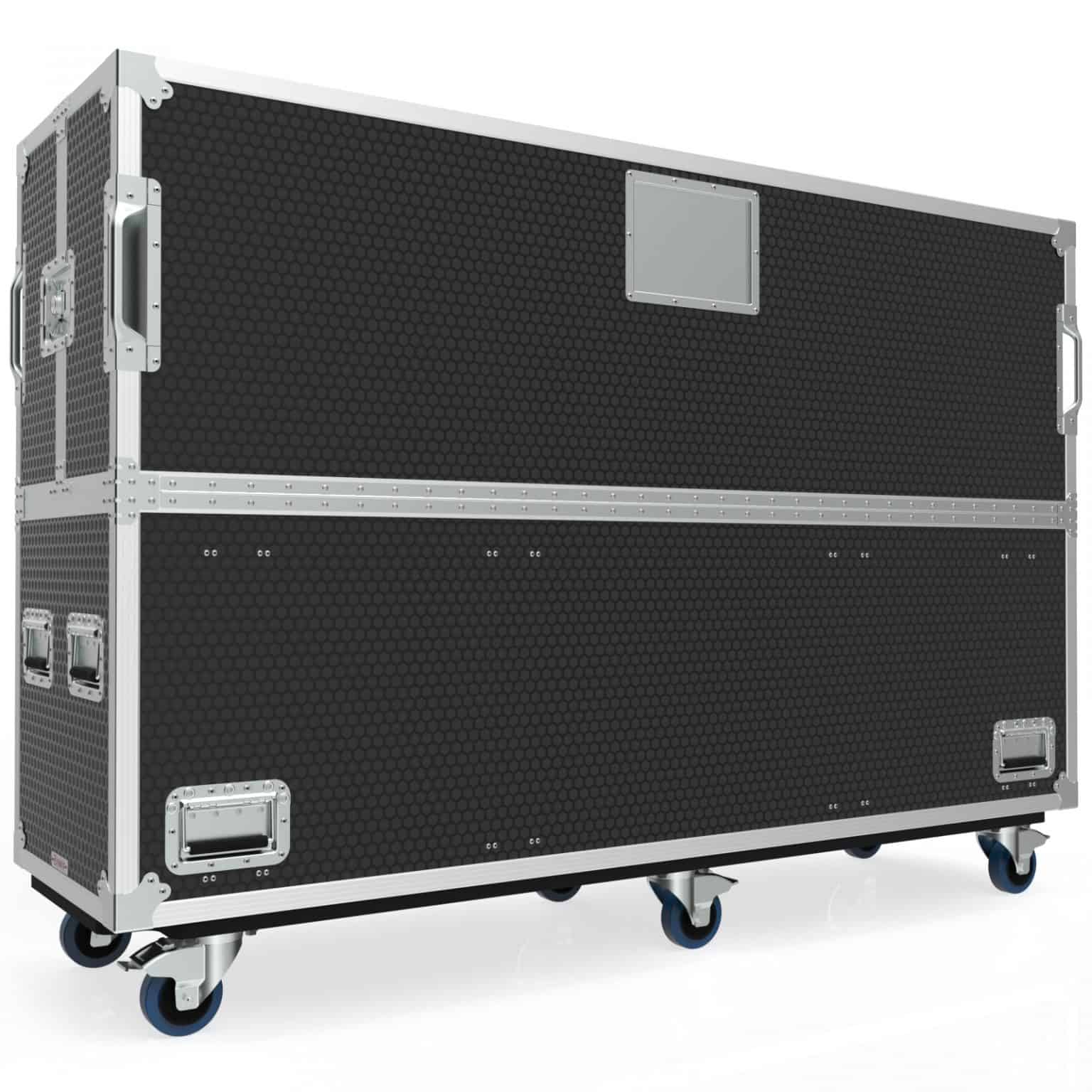 Road Cases for 2 of Samsung Q65t 65” TVS, on Castors, Single LID