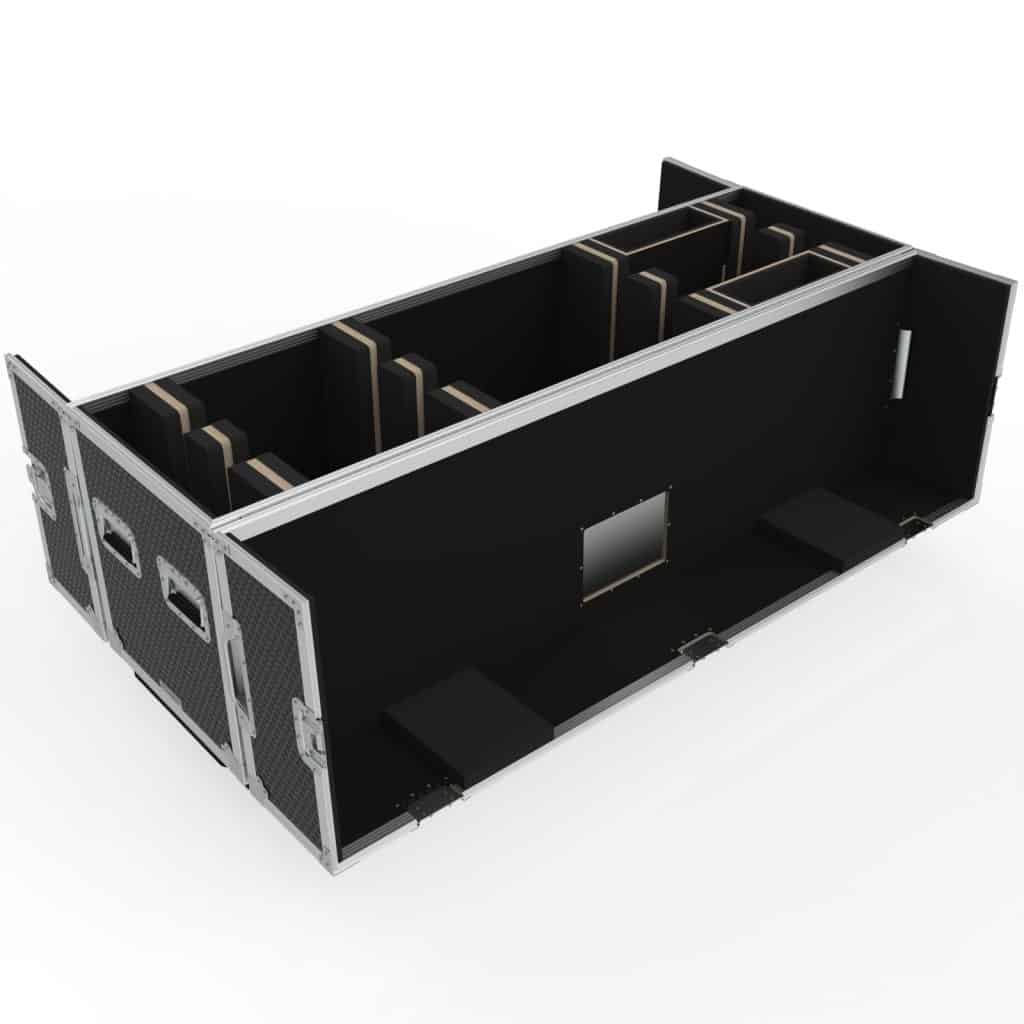 Road Cases for 2 of Samsung Q65t 65” TVS, on Castors, Single LID