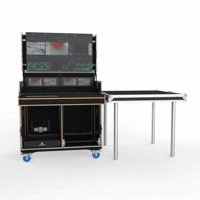 FLY PACK VIDEO PRODUCTION CASE WS-VR, DUAL 3U RACK UNDER MONITOR, GAS ...