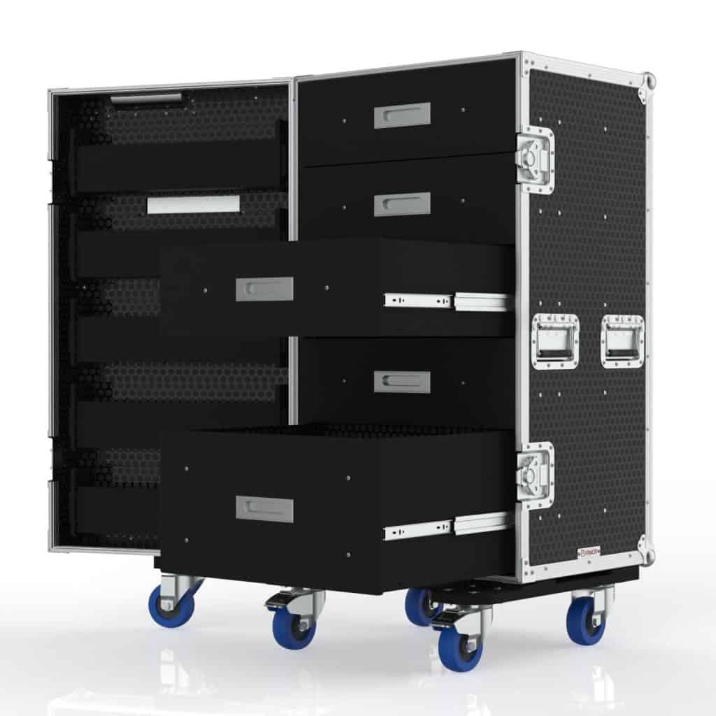 ROAD CASE WITH 5 DRAWERS AND 5 DOOR POCKETS, RECESSED DRAWER HANDLES ...