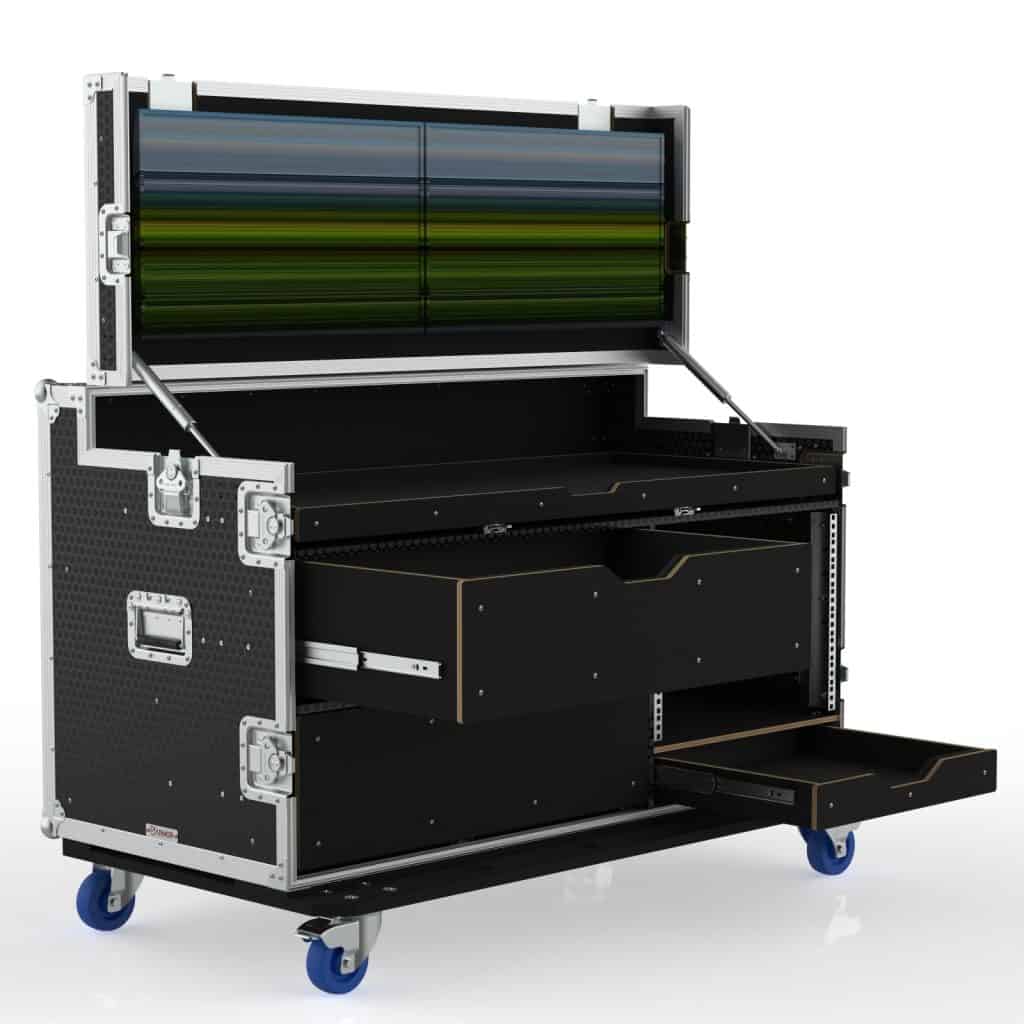 WS-GI Flypack Video Production Workstation Road Case, 600MM Rack Depth