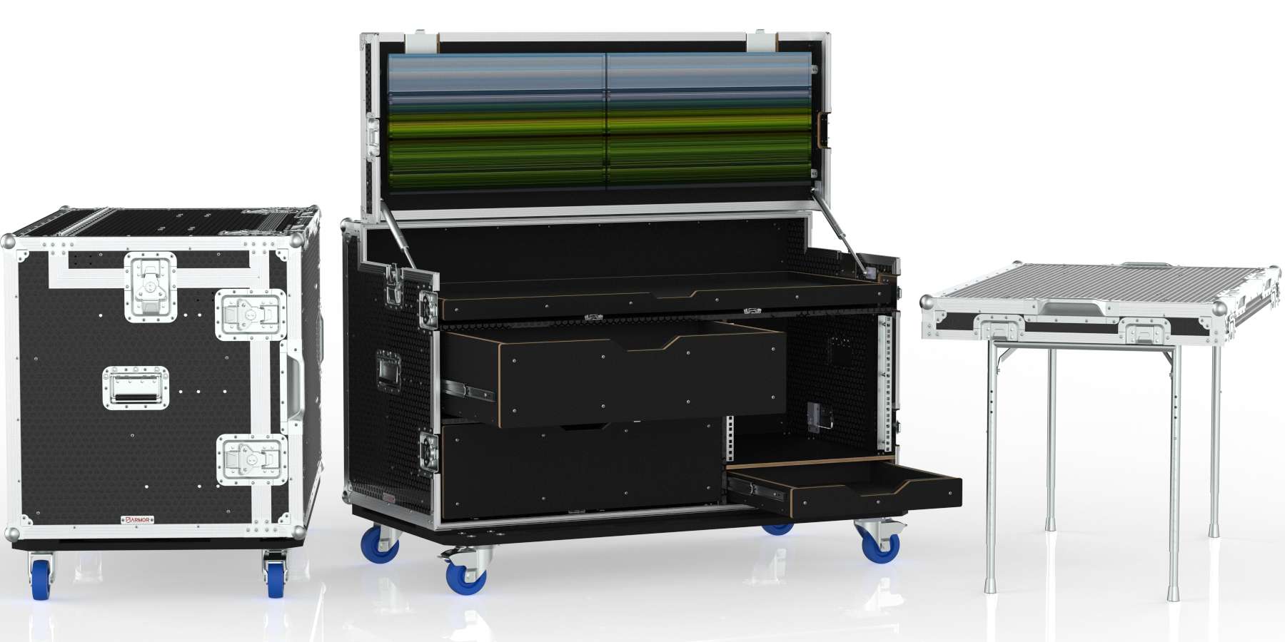 WS-GI Flypack Video Production Workstation Road Case, 600MM Rack Depth