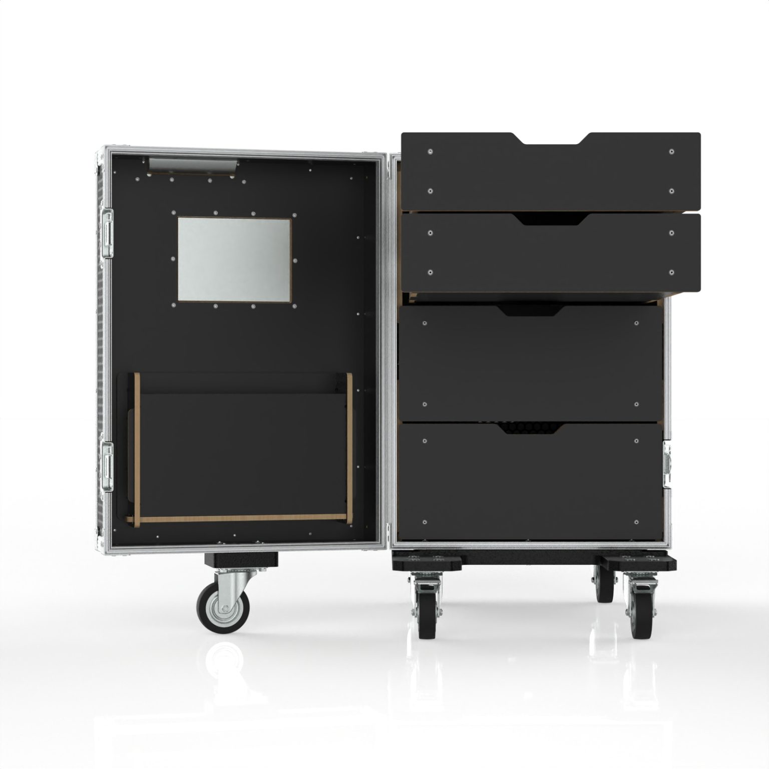 16RU Drawer Case with Front Lid & Mixed RU Storage Drawers