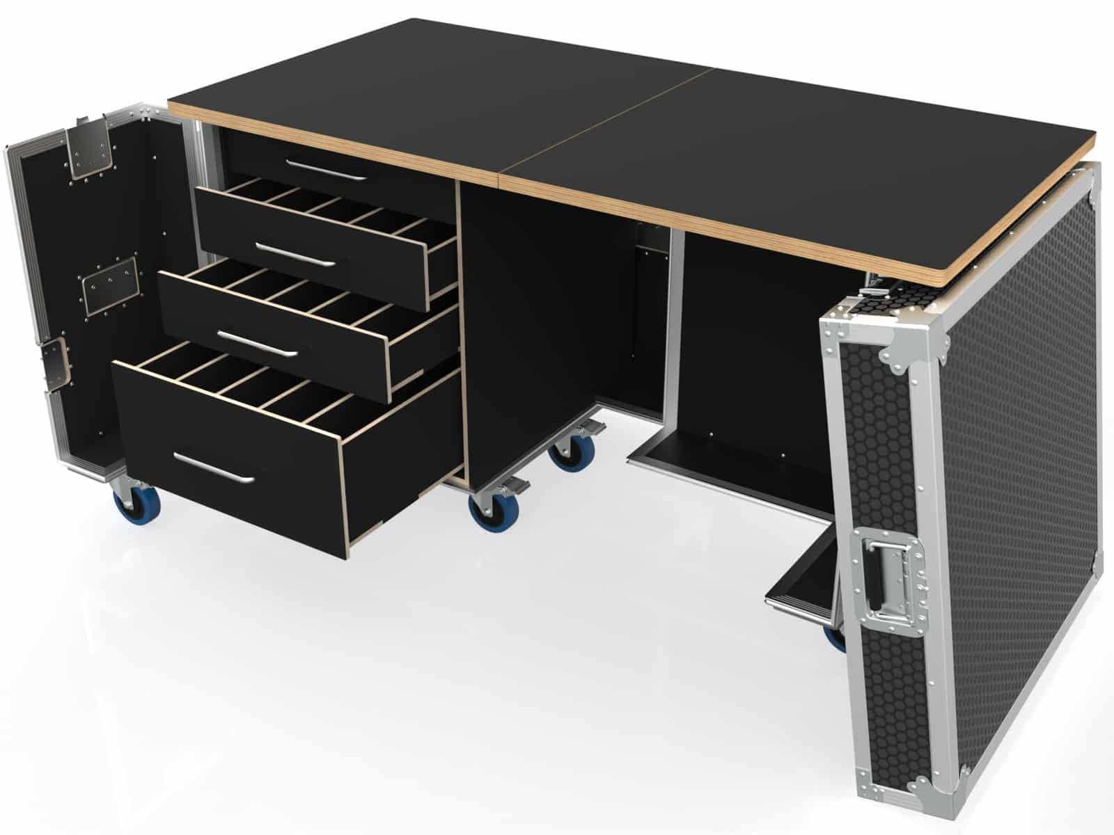 Mobile Office Desk with Drawer Road Case – Armor Road Cases