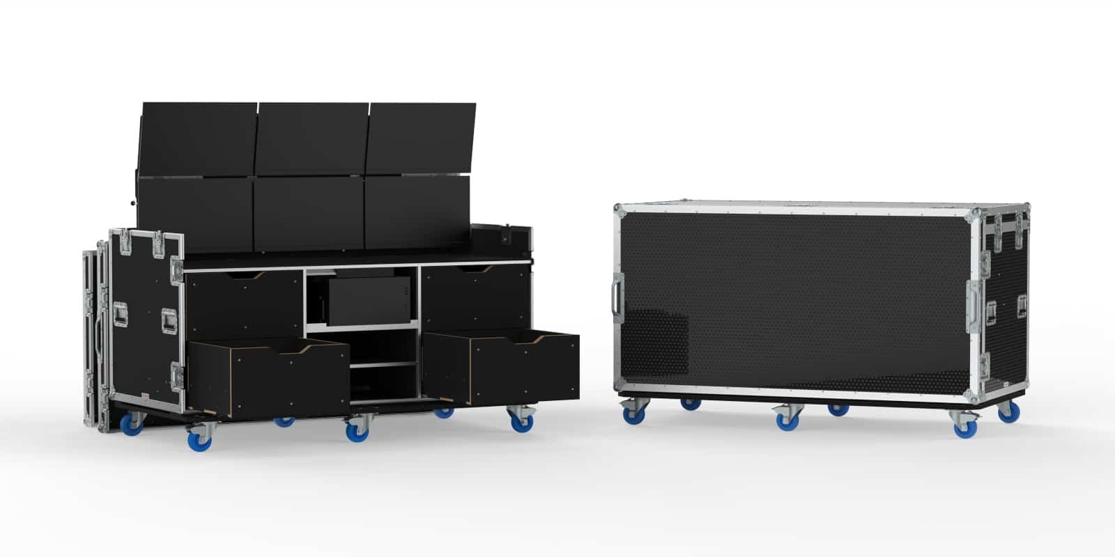 Video Production Workstation Road Case FP3-SL6, 6 Monitors, Motorized ...